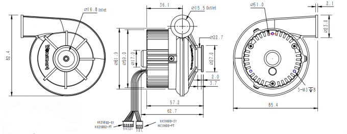 High Power 15Kpa Electric Cpap Replacement Blower Motor 48m3/H